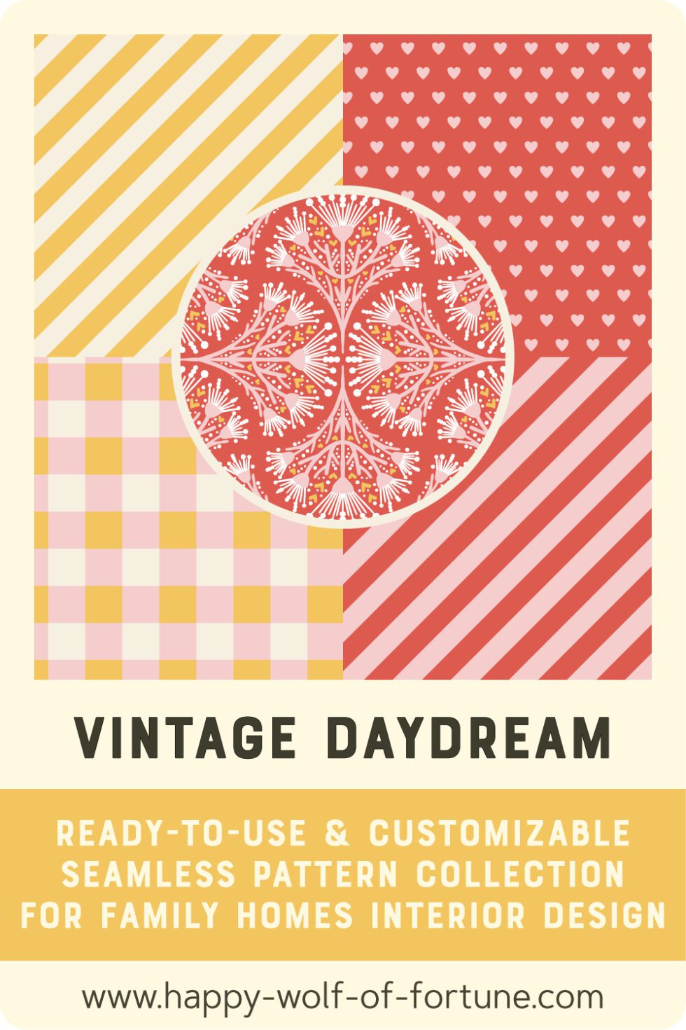 Vintage Daydream - Seamless Pattern Collection - Happy Wolf of Fortune ...